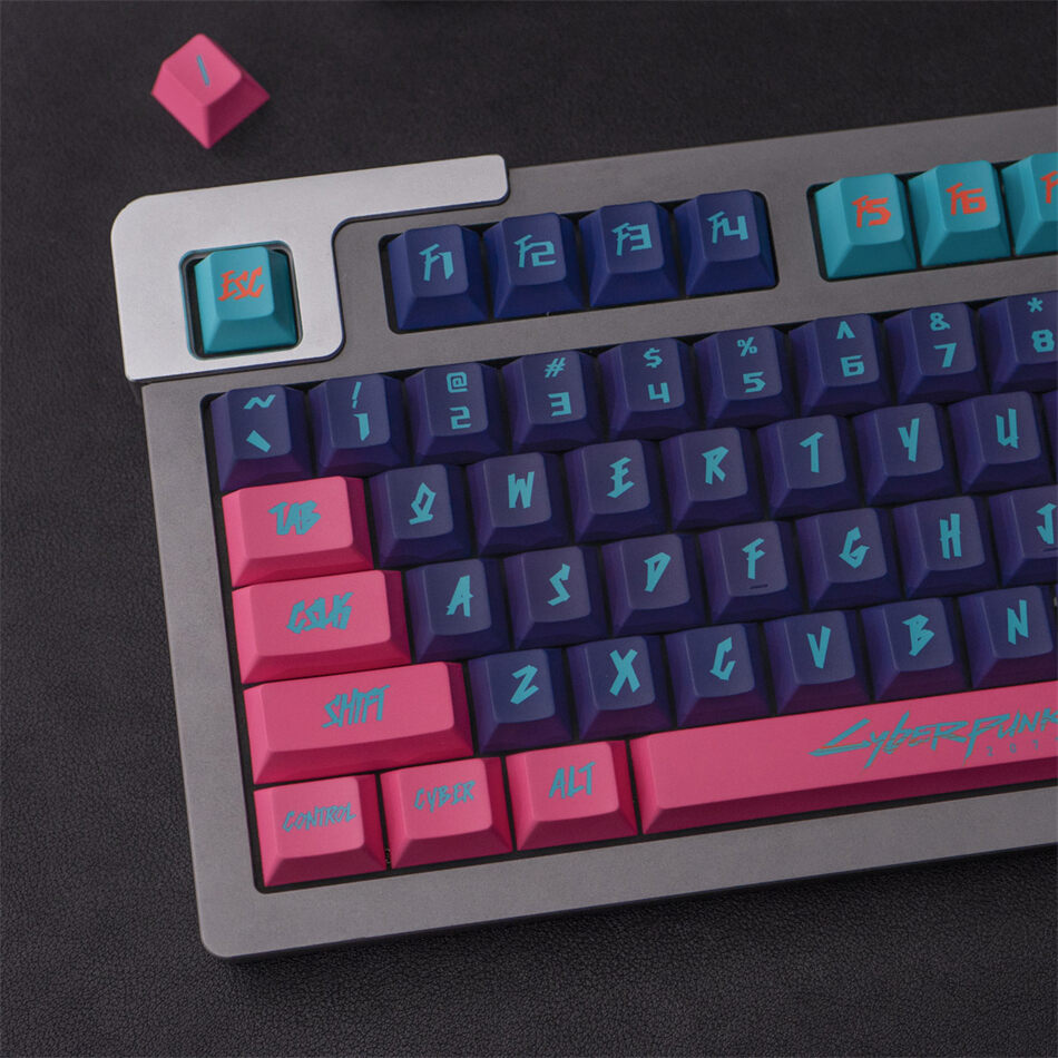 Cyberpunk Yellow/Pink Cherry PBT Keycaps – CuriosityCaps