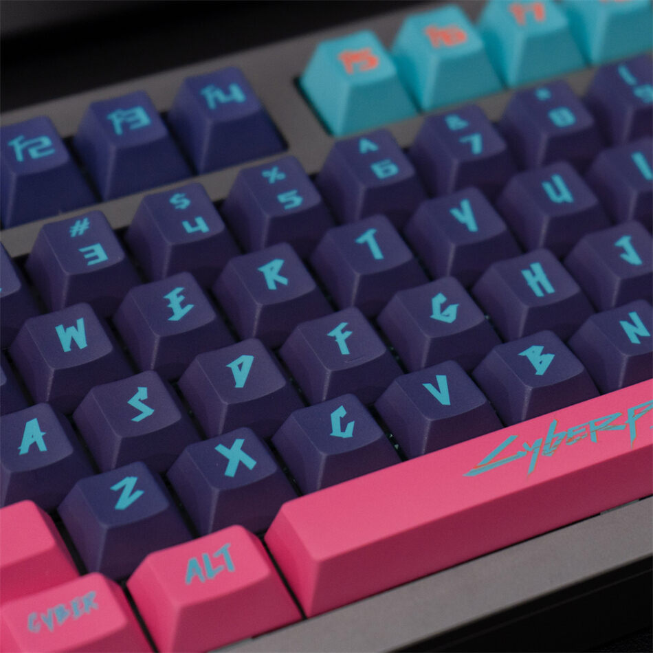 Cyberpunk Yellow/Pink Cherry PBT Keycaps – CuriosityCaps