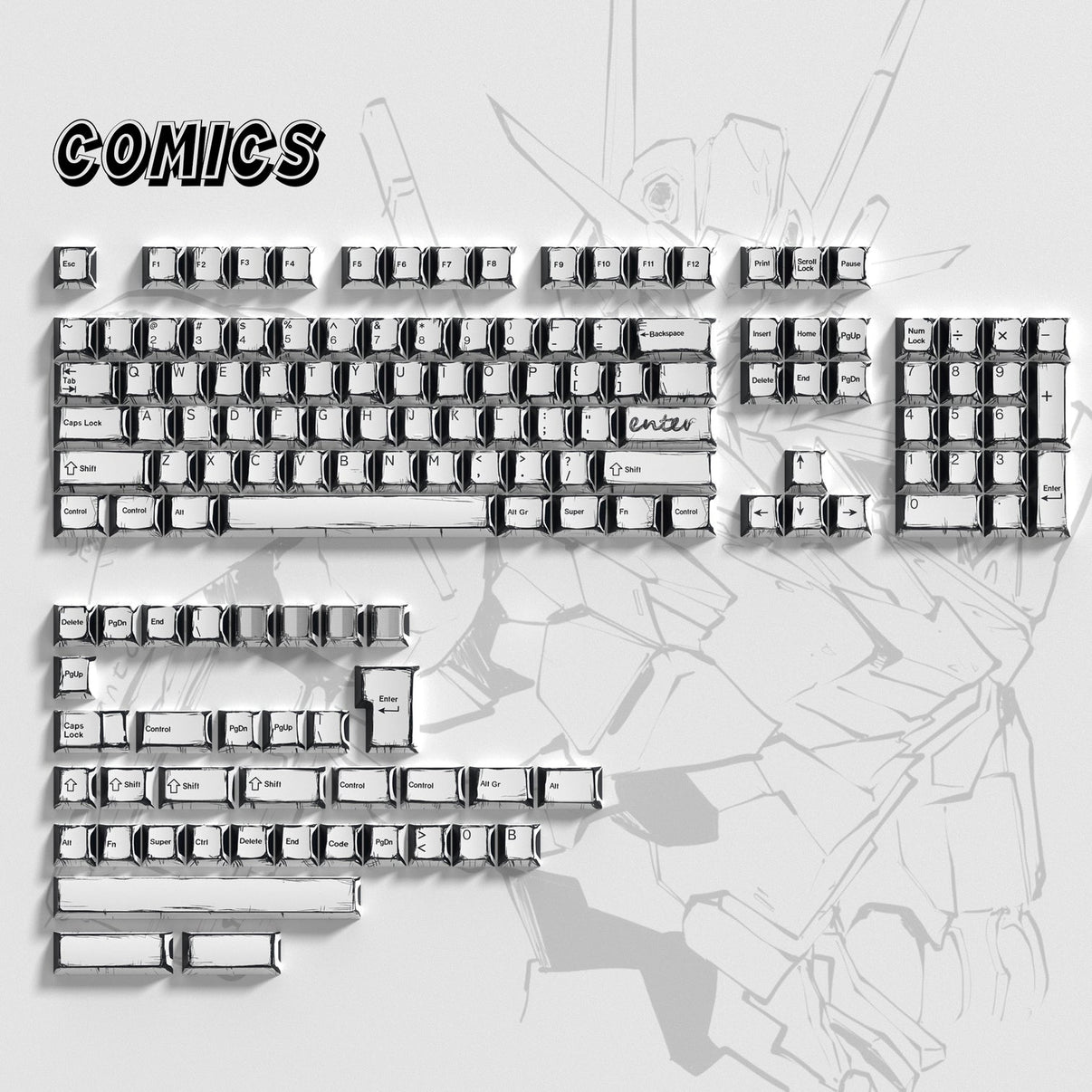 COMICS Style Manga BOW Cherry PBT Keycaps for mechanical keyboard ...
