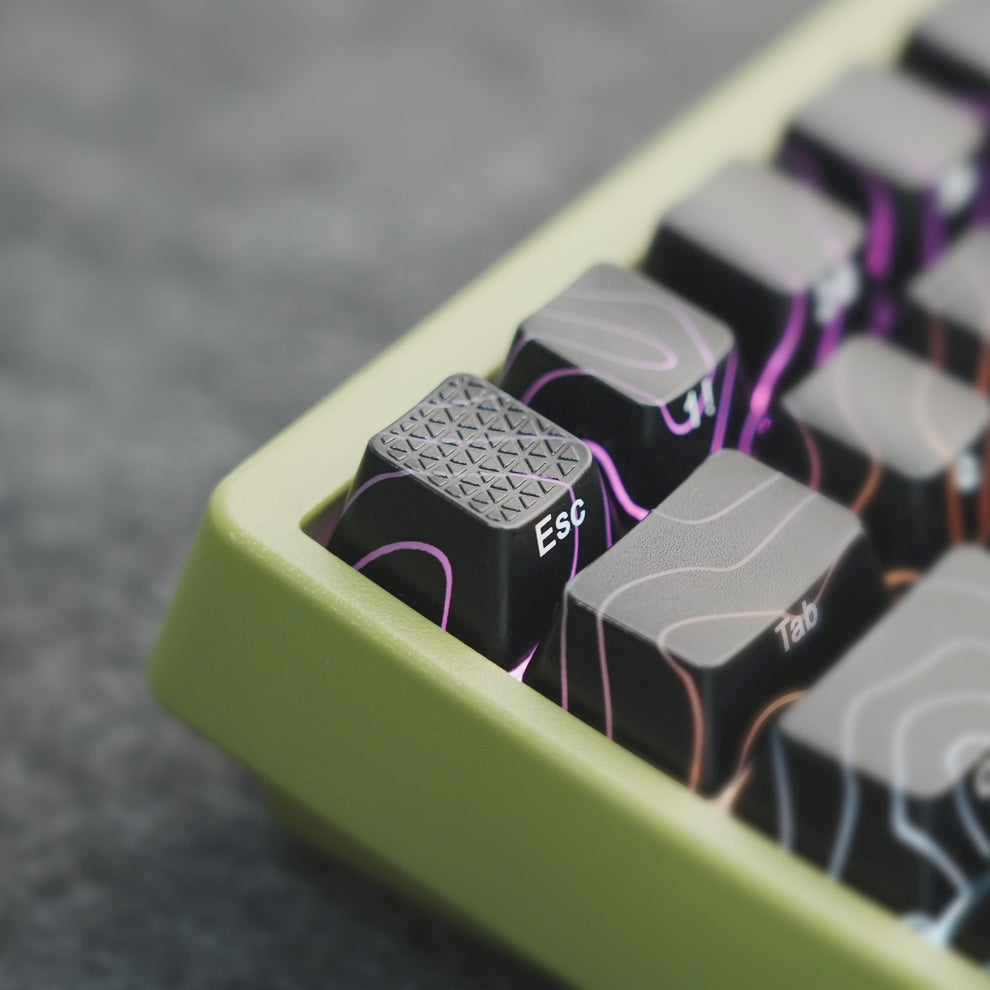 PREMIUM Black Topographic Pattern IMD-Tech Shinethrough Keycap ...