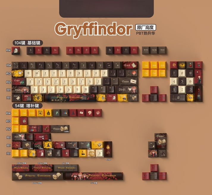 Harry Potter GRYFFINDOR PREMIUM Extended Cherry PBT Keycaps – CuriosityCaps