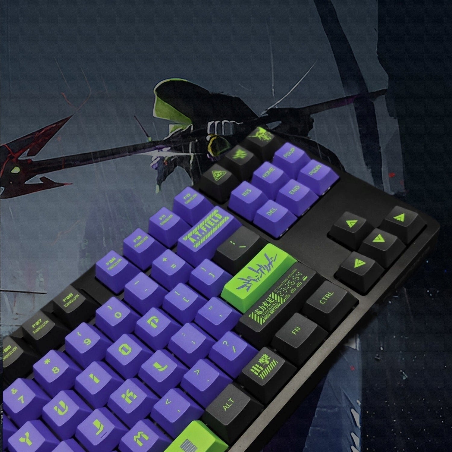 PREMIUM Neon Genesis Evangelion Unit 01 Cherry PBT Keycaps With PBT St ...