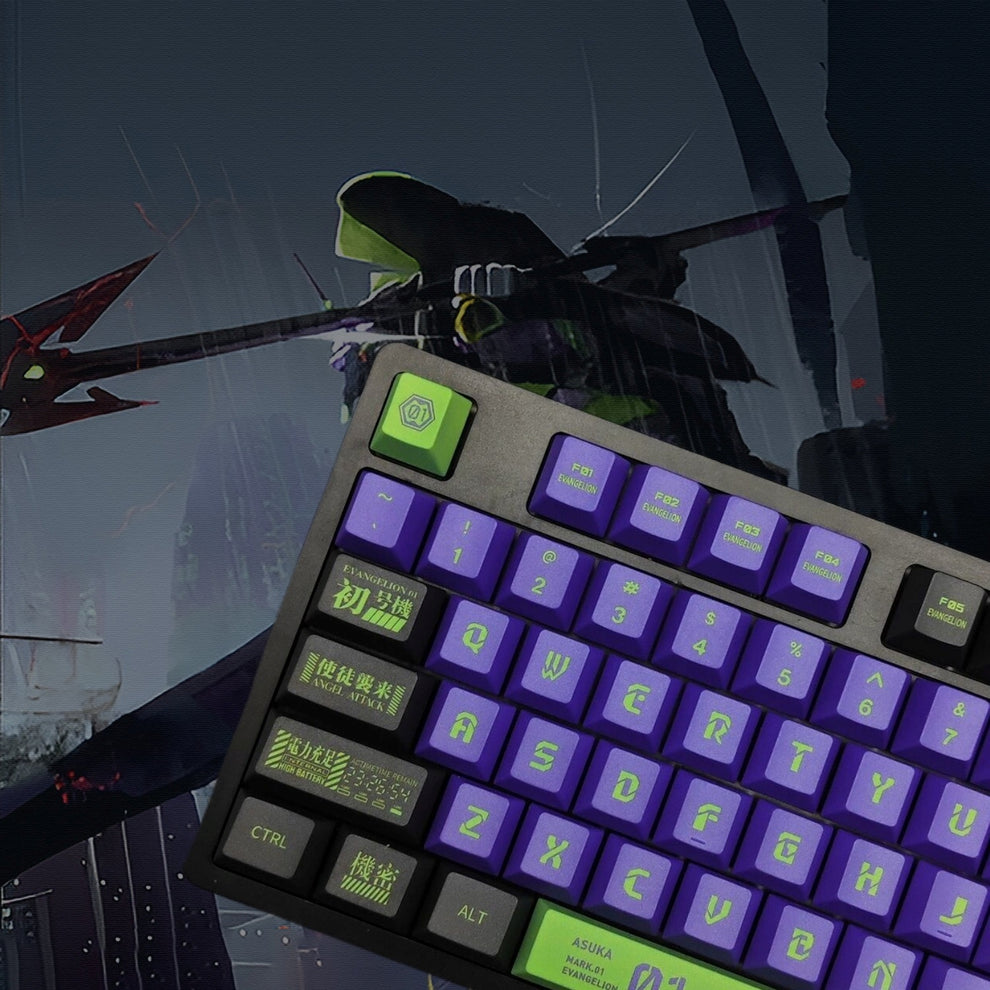 PREMIUM Neon Genesis Evangelion Unit 01 Cherry PBT Keycaps With PBT St ...