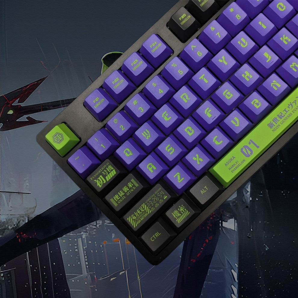 PREMIUM Neon Genesis Evangelion Unit 01 Cherry PBT Keycaps With PBT St ...