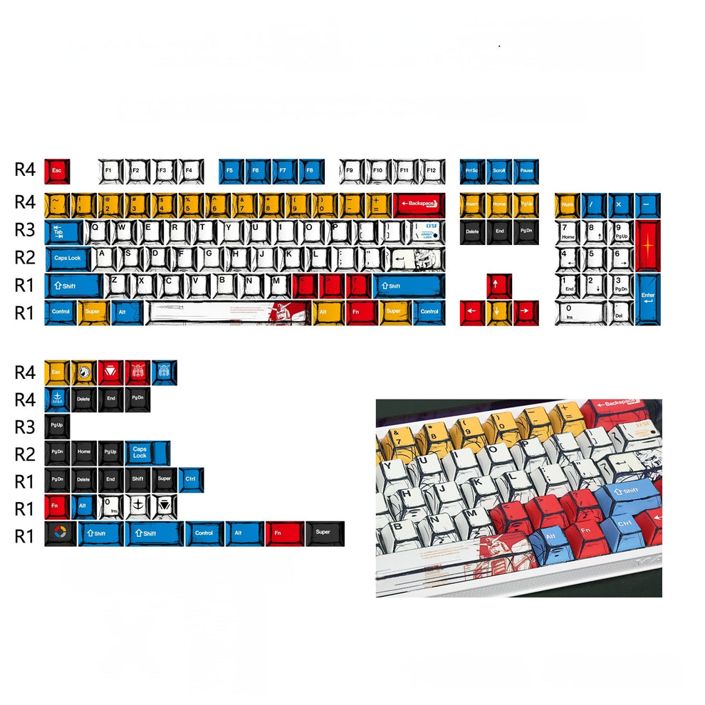 2D Comic Sketched Gundam Cherry PBT Keycaps – CuriosityCaps