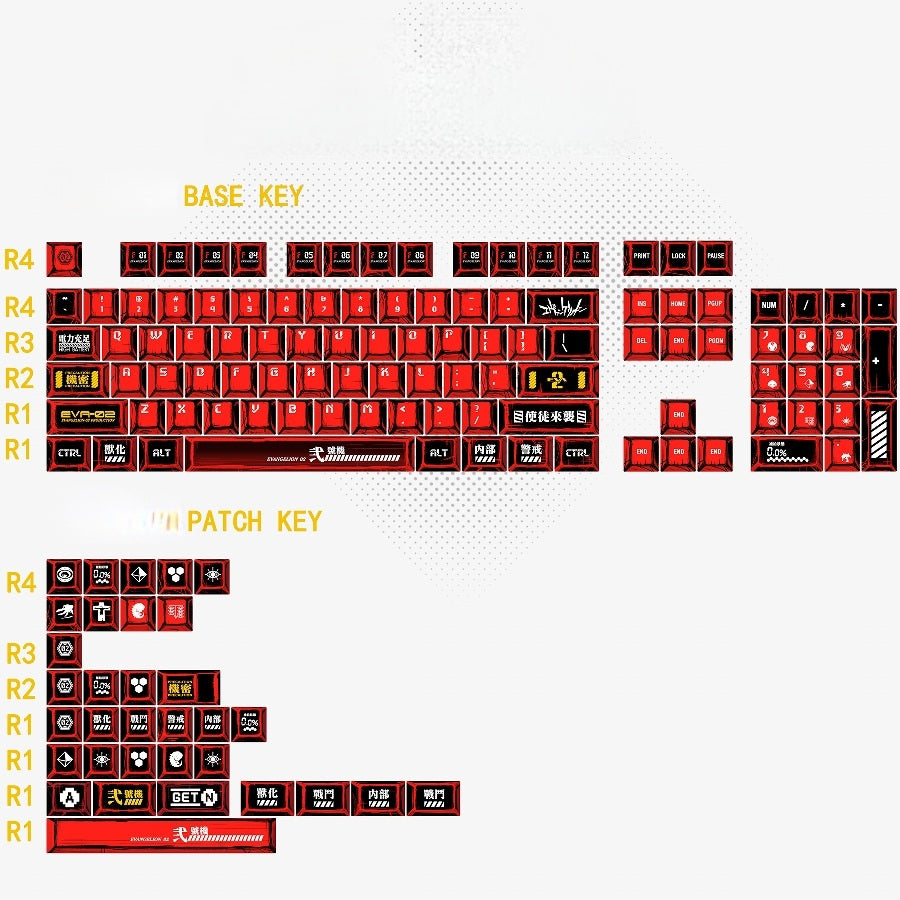 2D Comic Manga Sketched Eva Unit 02 Cherry PBT Keycaps – CuriosityCaps