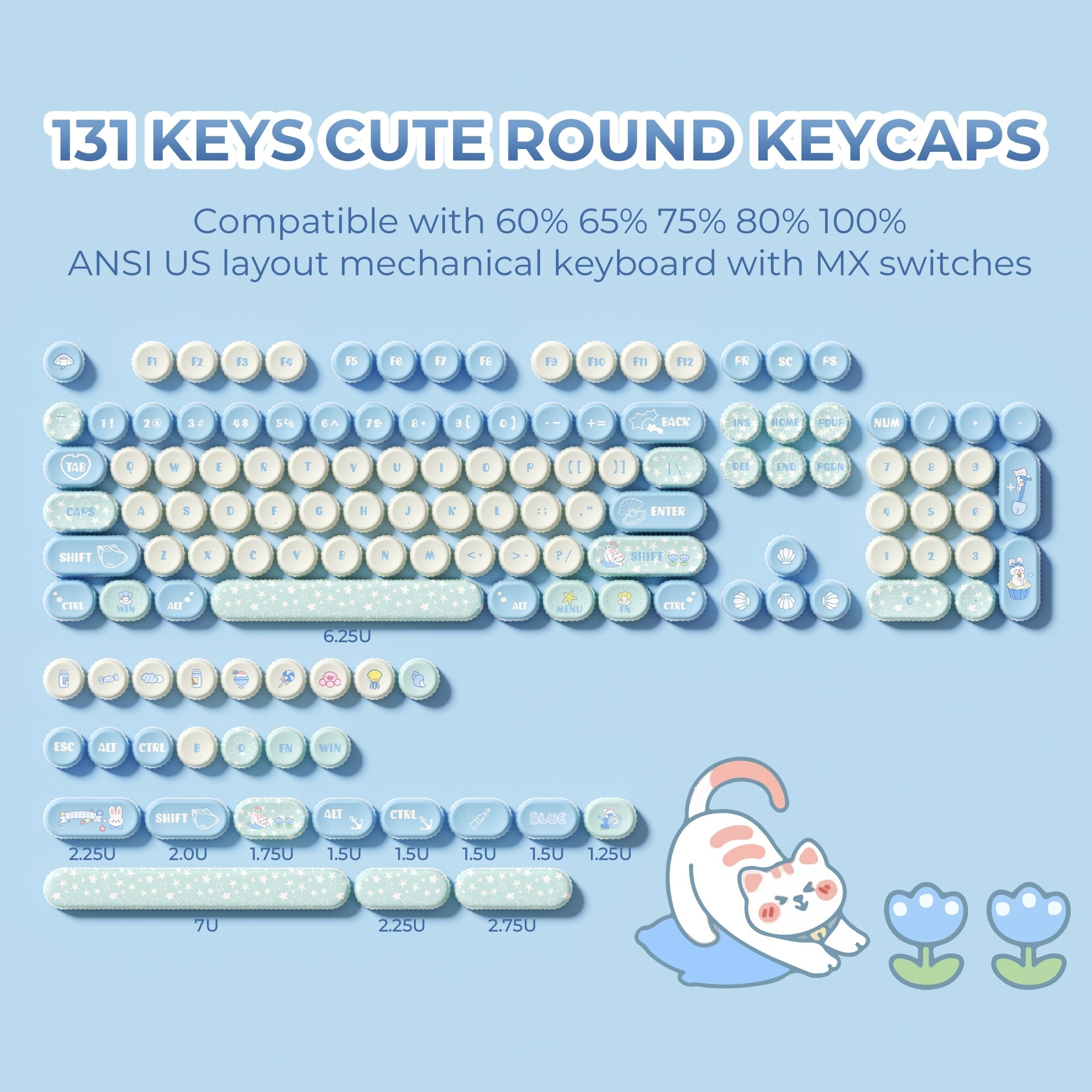 Bottlecap Paws & Pearls Round PBT Keycaps – CuriosityCaps