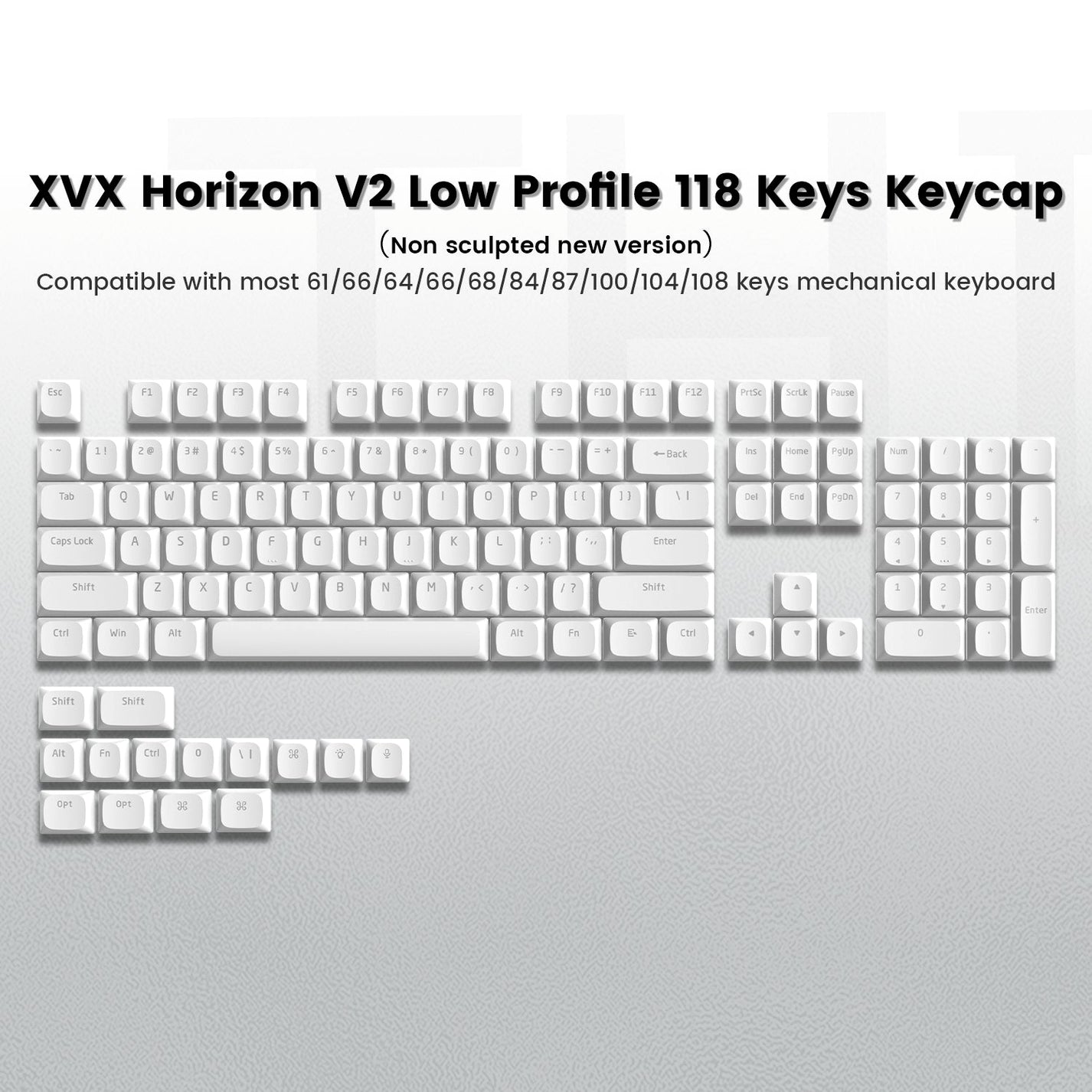 White Horizon Low Profile Backlit Doubleshot PBT Keycaps – CuriosityCaps