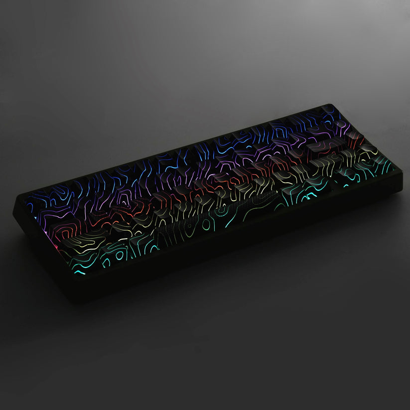 PREMIUM Black Topographic Pattern IMD-Tech Shinethrough Keycap ...