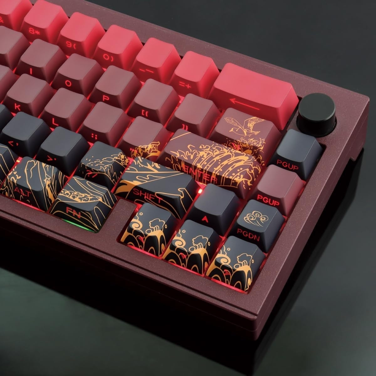 Red Wave of Kanagawa Side Backlit Cherry PBT Keycaps – CuriosityCaps