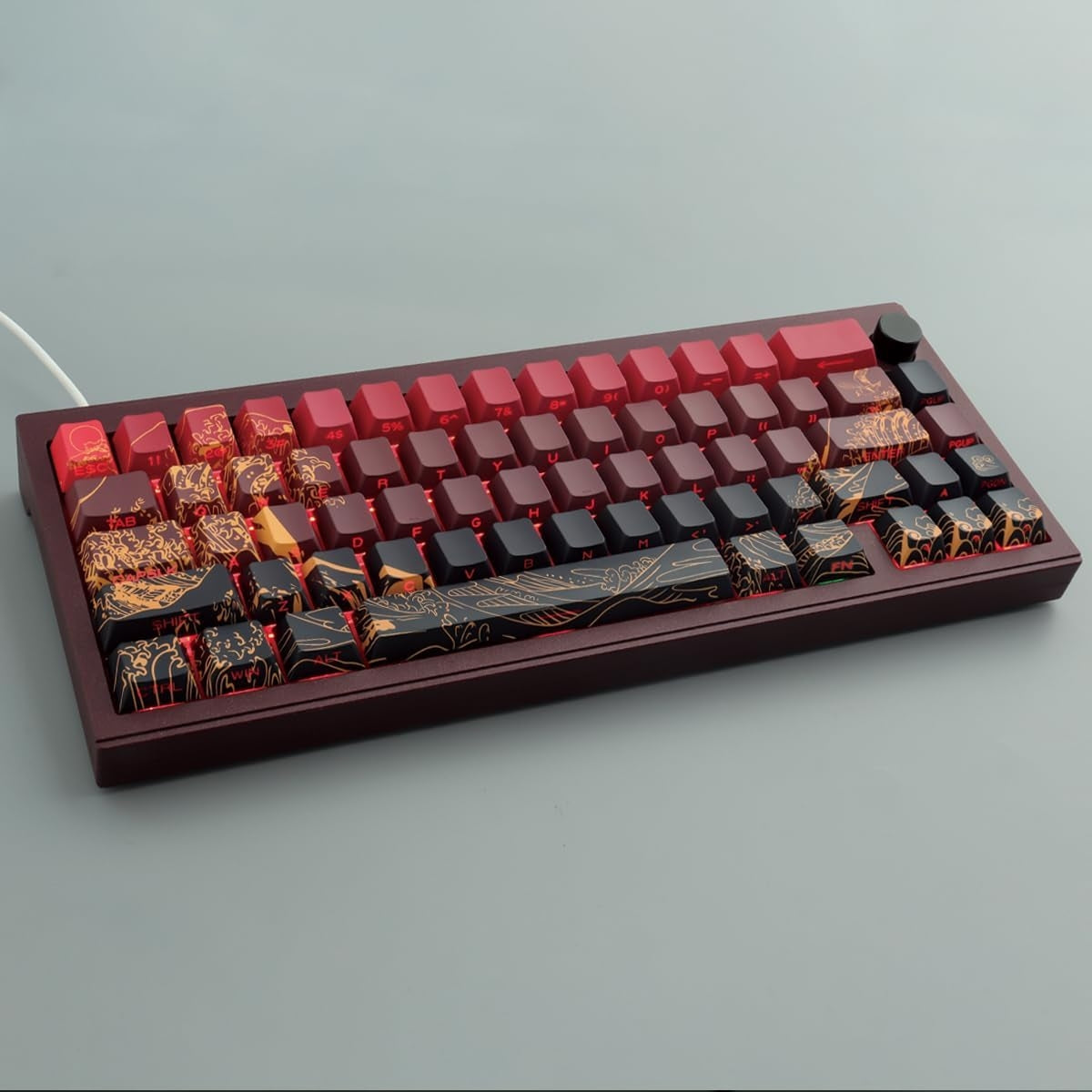 Red Wave of Kanagawa Side Backlit Cherry PBT Keycaps – CuriosityCaps