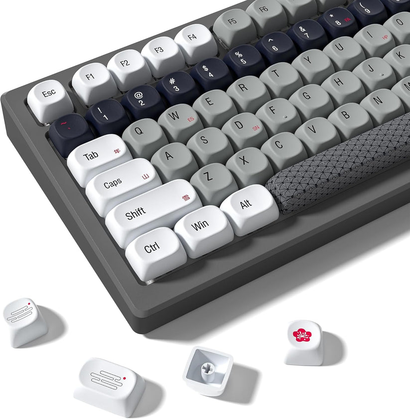 Gray White Red MOA PBT Keycaps – CuriosityCaps