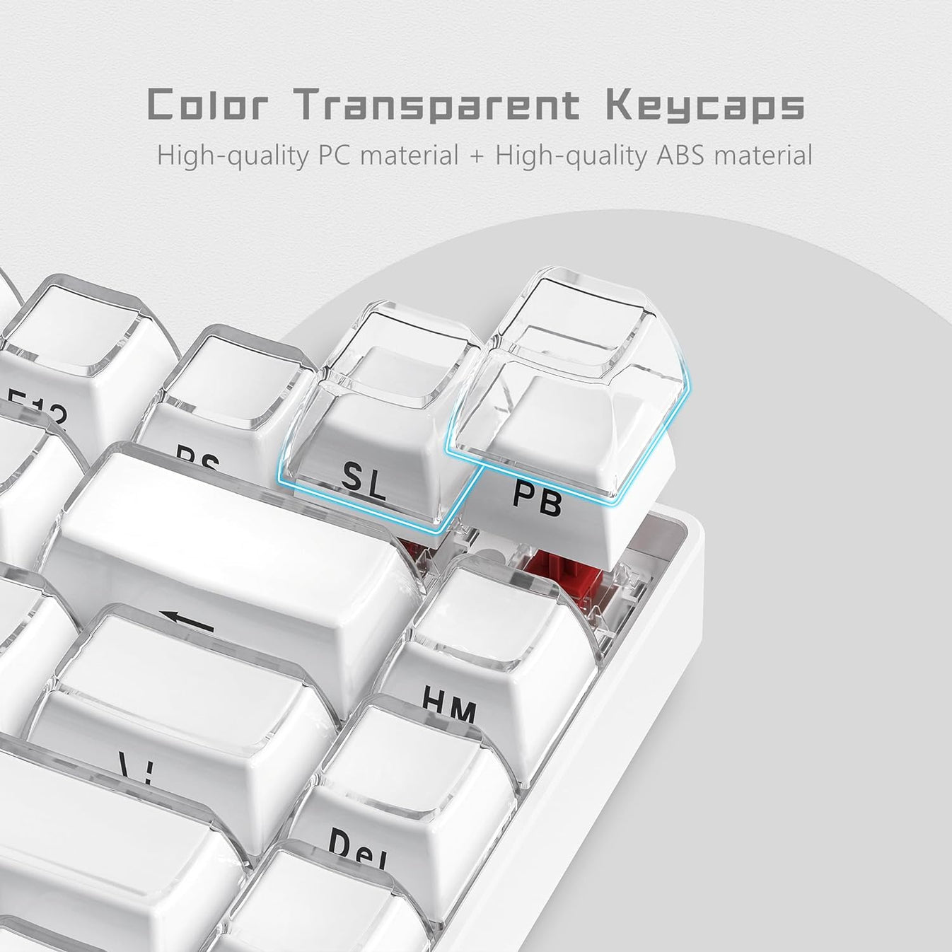 Jello White PREMIUM Side-Printed Translucent OEM Profile Keycap ...