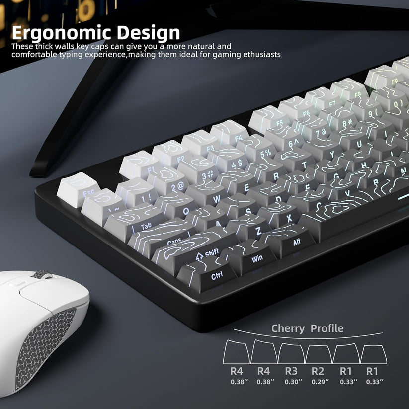 Topographic Polar Day Line Crack Side Backlit Cherry Keycaps ...