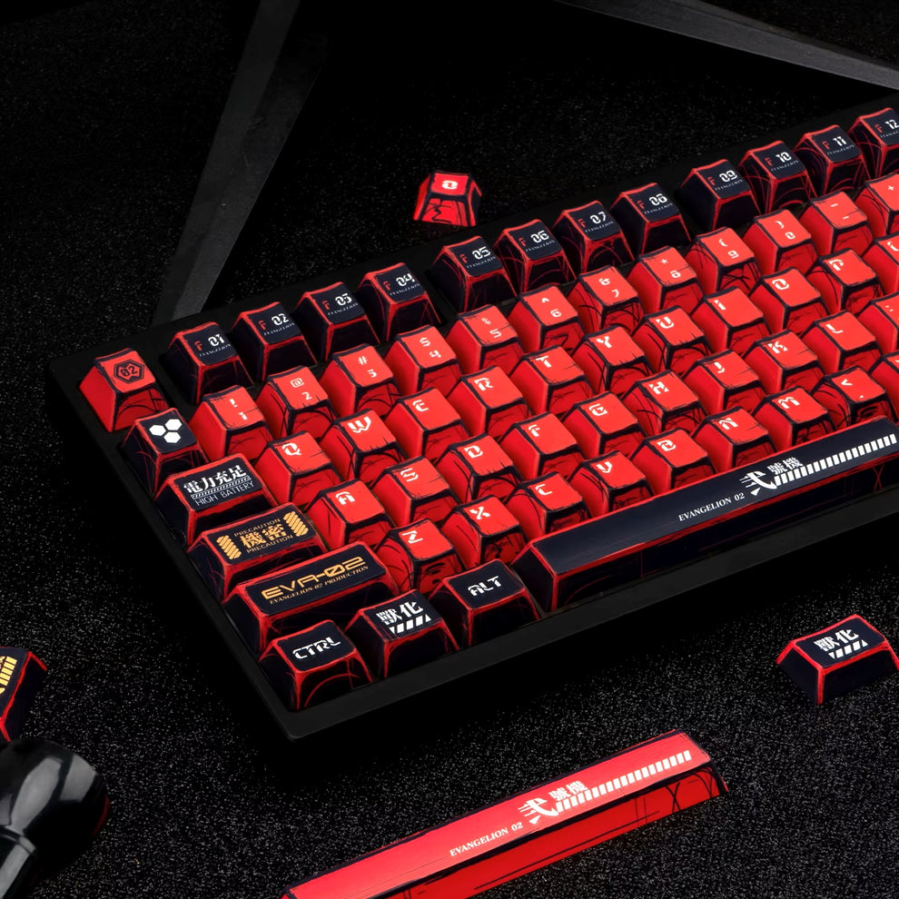 2D Comic Manga Sketched Eva Unit 02 Cherry PBT Keycaps – CuriosityCaps