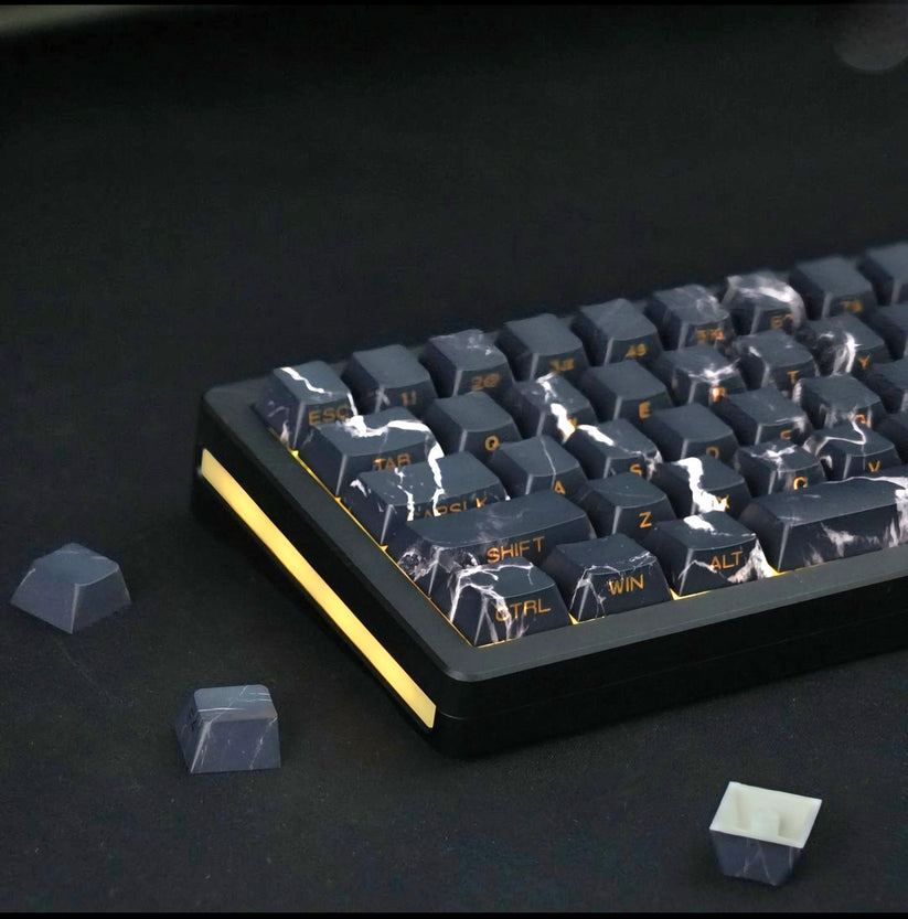 Black Marble Side Backlit Cherry Pbt Keycaps – CuriosityCaps