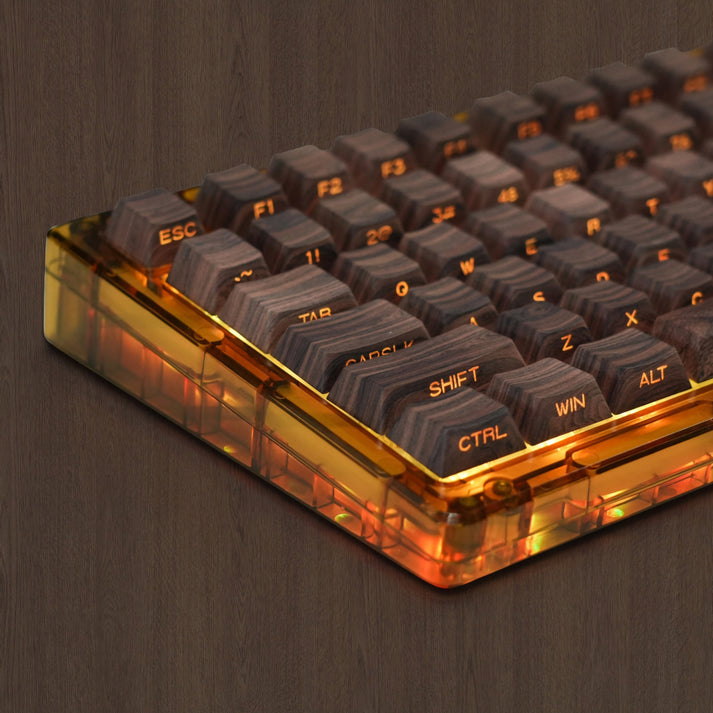 Walnut Wood Texture Side Backlit Cherry PBT Keycaps – CuriosityCaps