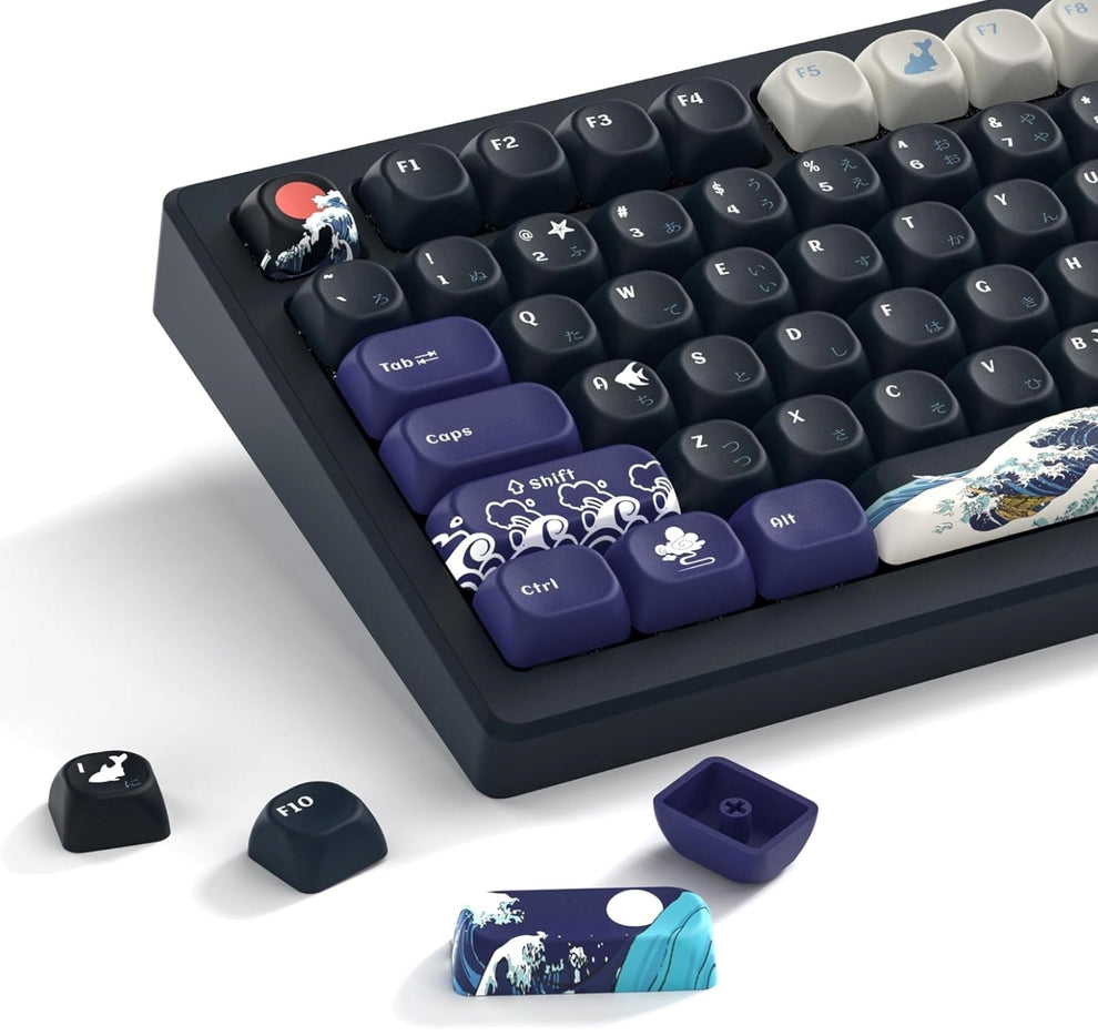 MOA Great Wave Of Kanagawa Japanese PBT Keycaps – CuriosityCaps