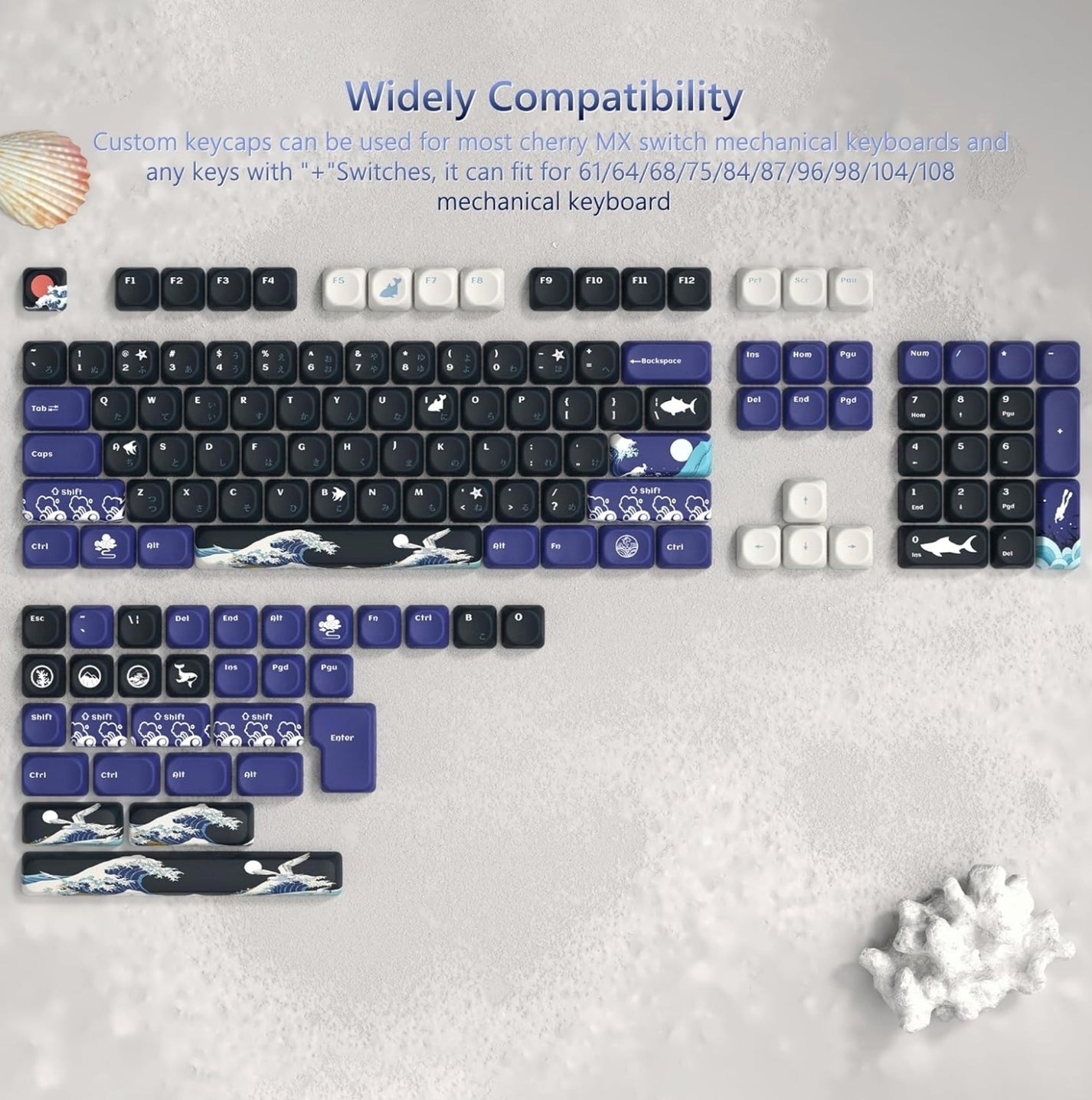 MOA Great Wave Of Kanagawa Japanese PBT Keycaps – CuriosityCaps