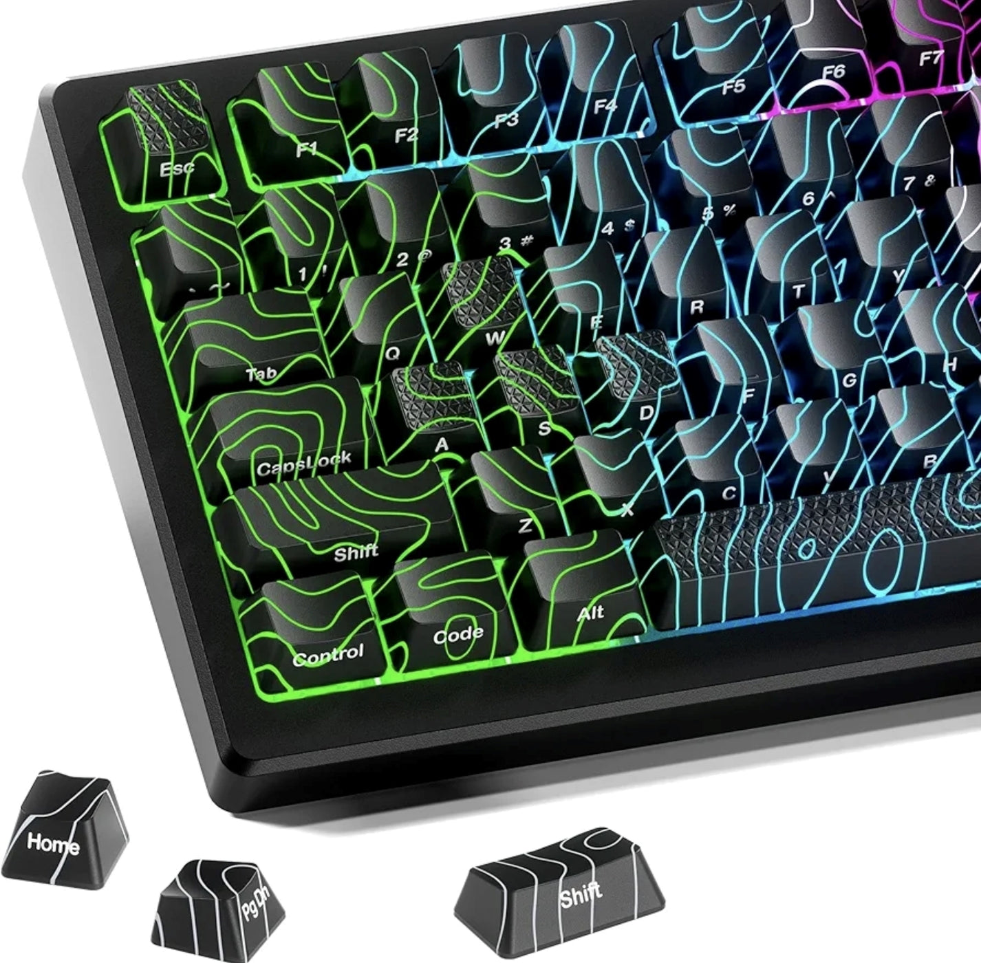 PREMIUM Black Topographic Pattern IMD-Tech Shinethrough Keycap ...