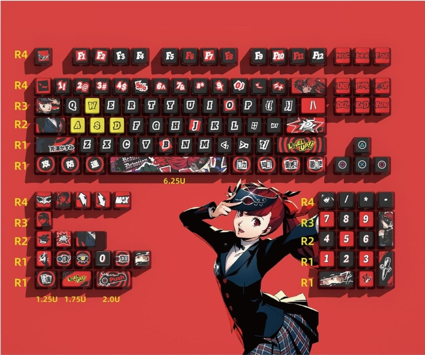Persona 5 Royal Kasumi Yoshizawa PBT-PC OEM Bottom Backlit Pudding Key ...