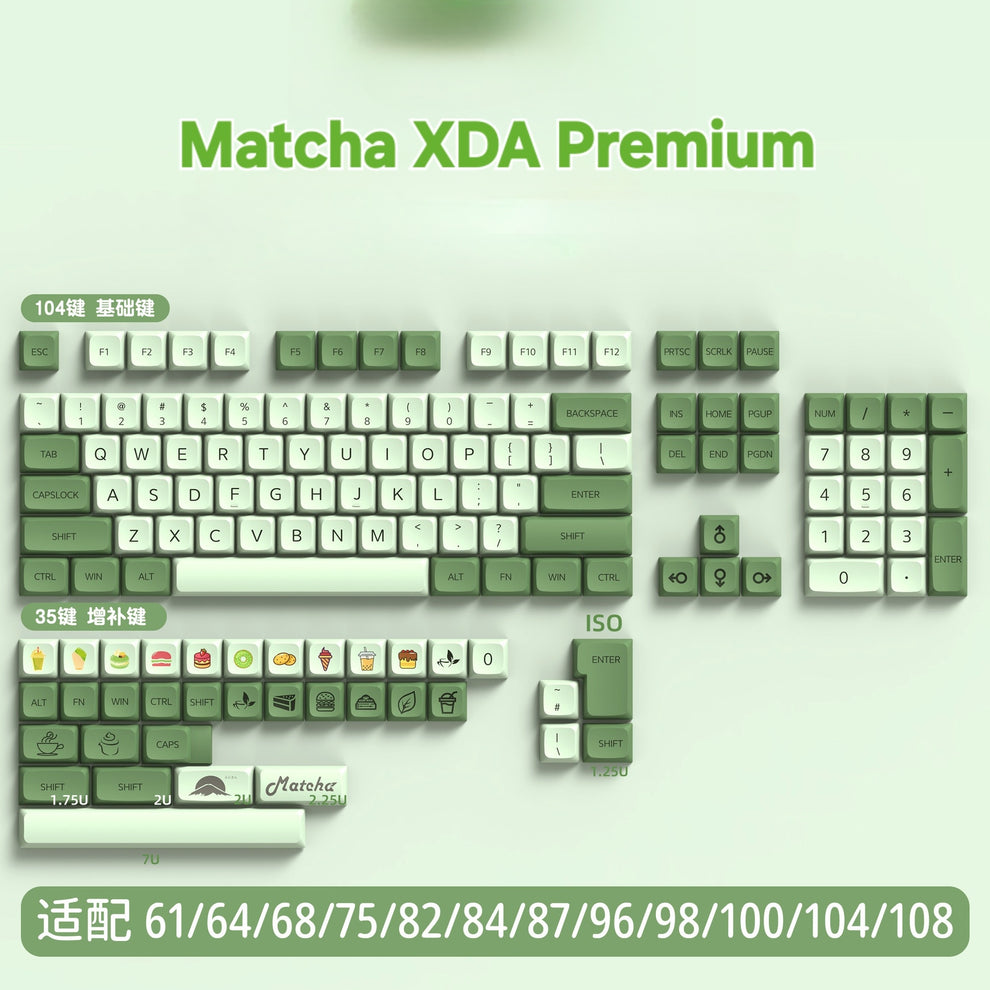 Matcha High Quality Thick XDA PBT Keycaps – CuriosityCaps