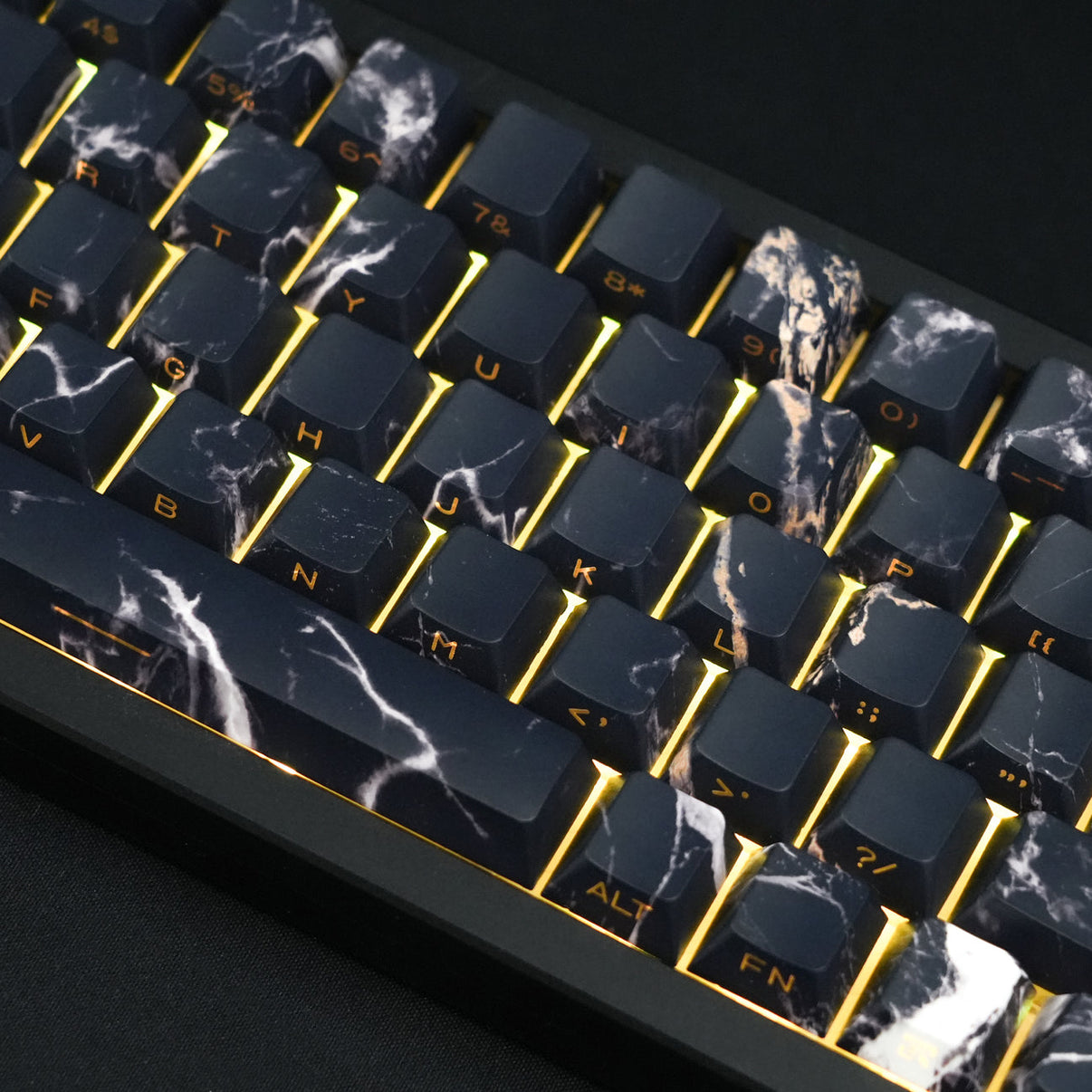 Black Marble Side Backlit Cherry Pbt Keycaps – CuriosityCaps