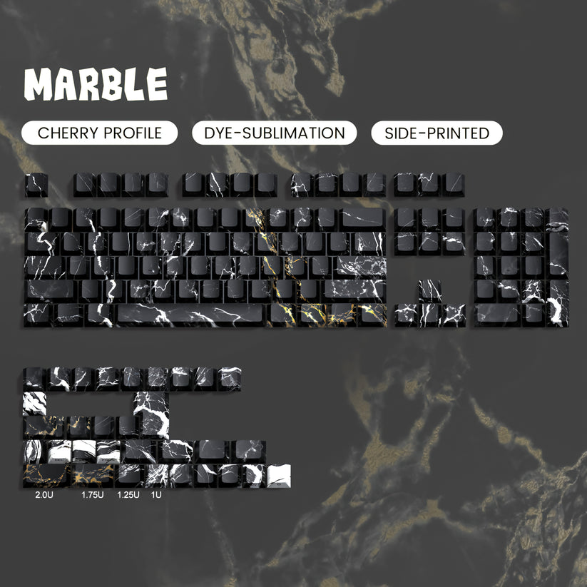 Black Marble Side Backlit Cherry Pbt Keycaps – CuriosityCaps