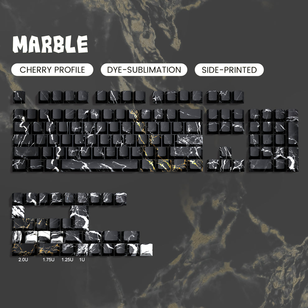 Black Marble Side Backlit Cherry Pbt Keycaps – CuriosityCaps